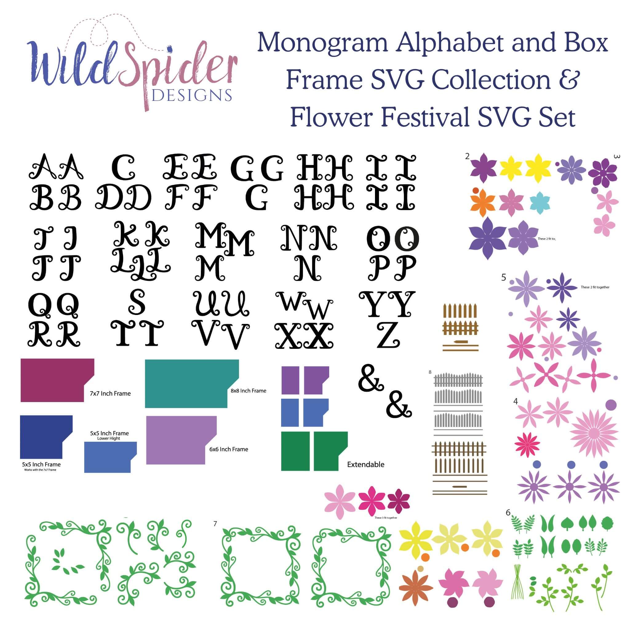 Monogram Alphabet & Box Frame & Flower Festival Collections – Wild ...